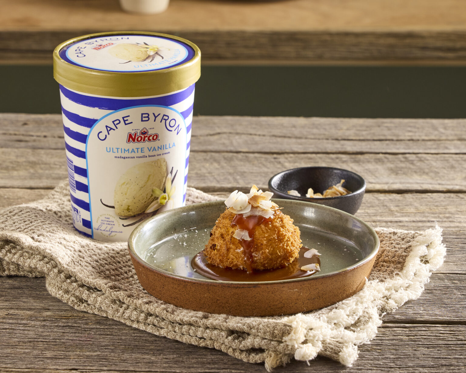 Deep fried Ice Cream with Coconut Caramel by Michael Weldon - Norco Foods